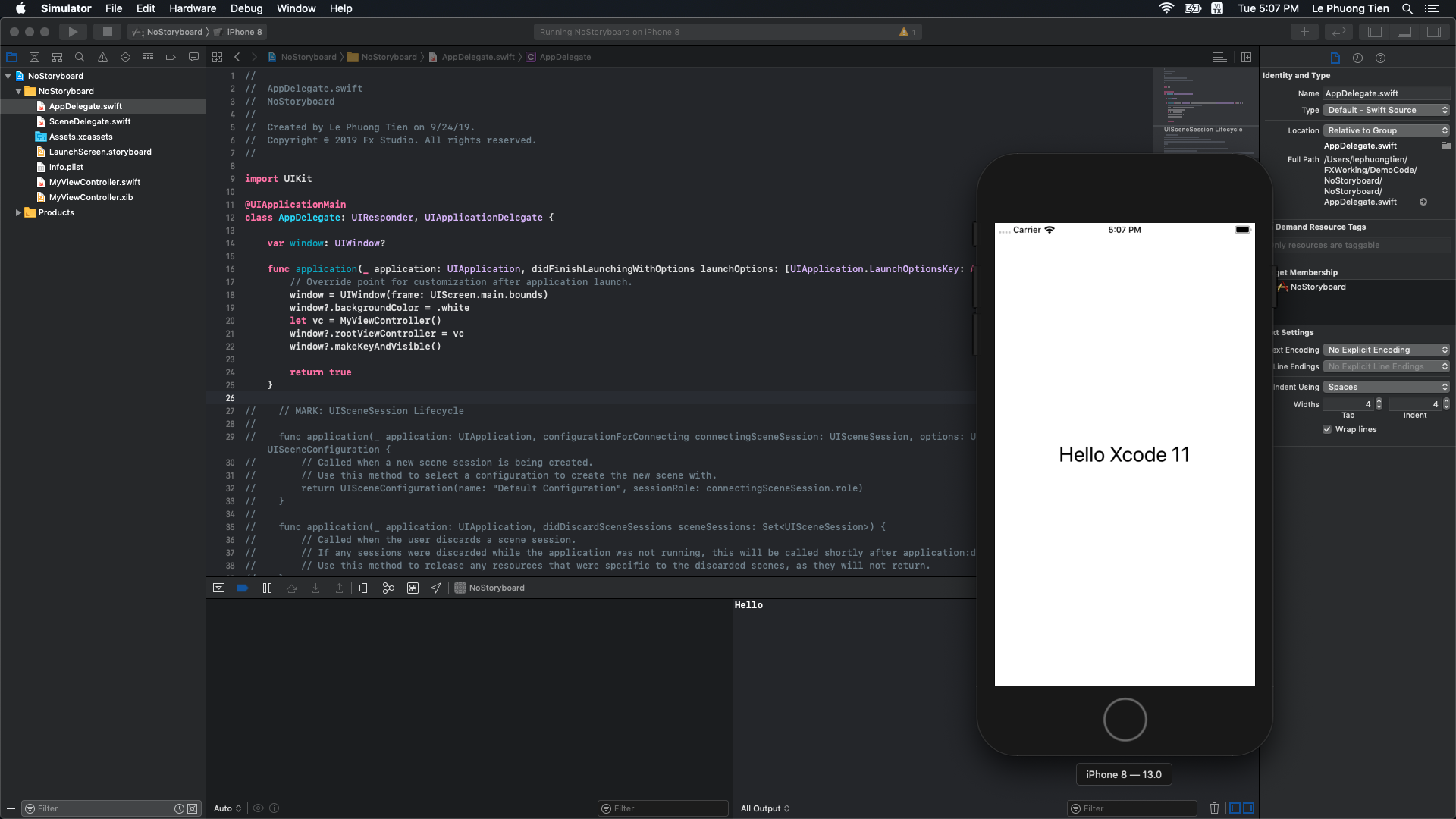 Start an app without a storyboard | Xcode 11 & Swift 5.1 & iOS 13